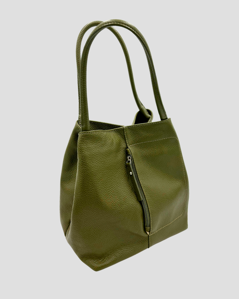 Sac Cabas Vert en Cuir pour Femme | Blue Lemon Paris
